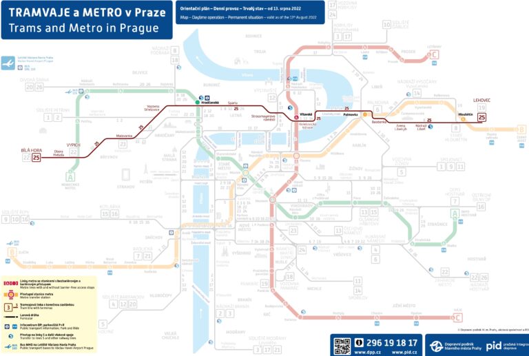 Tramvajové linky Praha: Mapa – Zastávky & Trasy